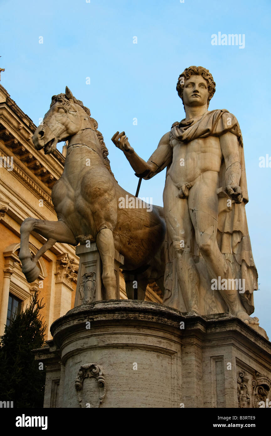 Classical statue of Dioscurus Pollux or Castor outside Palazzo ...