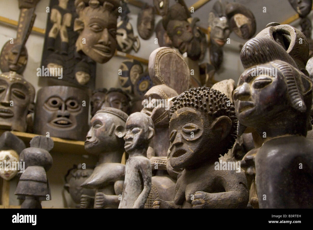 Exotic carved african antiques including masks figures statues on sale ...