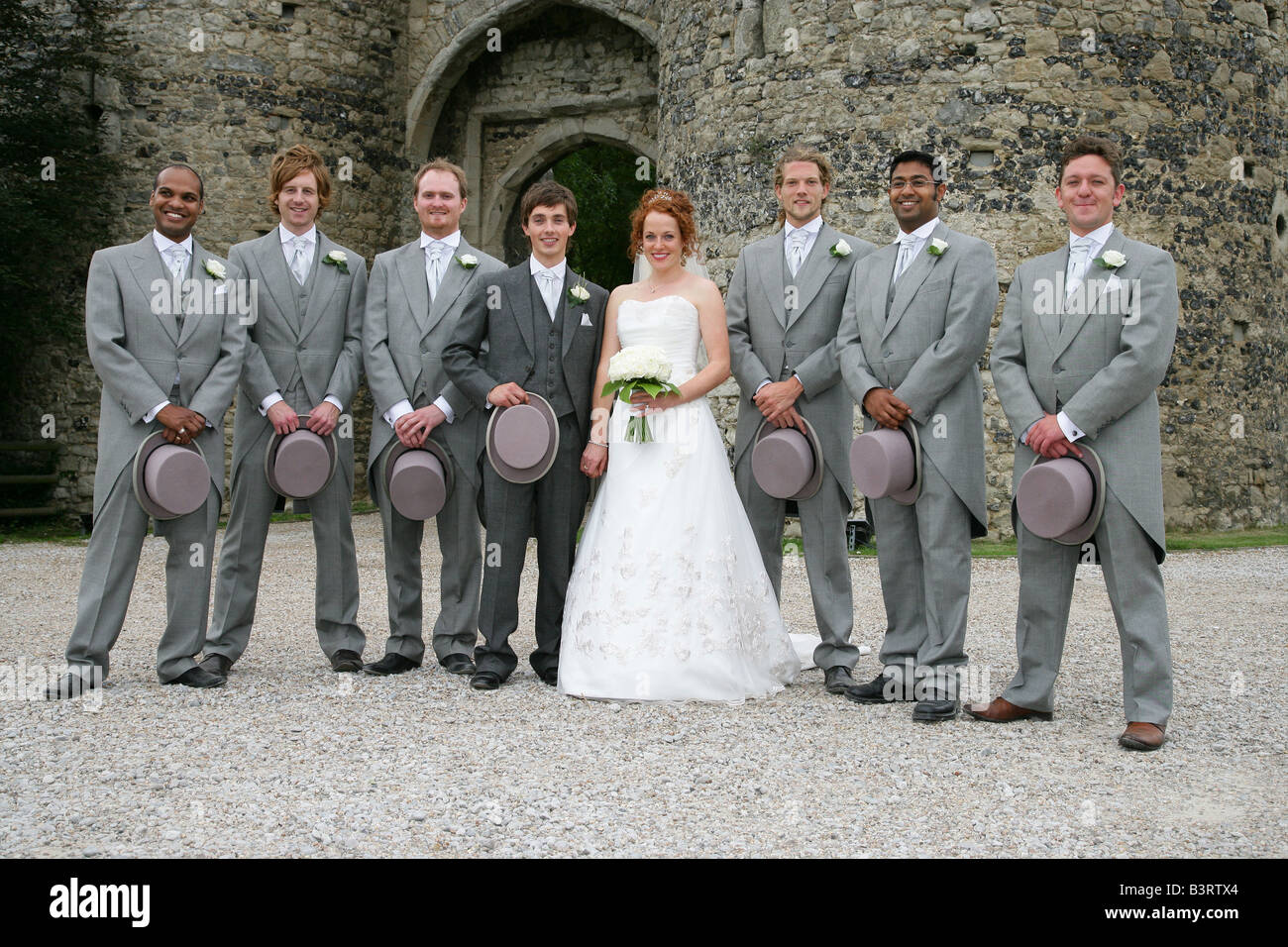 “Bride and groom with best man and five ushers” Stock Photo - Alamy