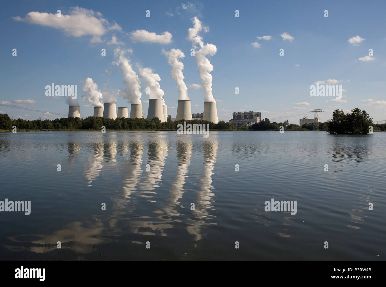 Brown coal power plant Jaenschwalde run by Vattenfall one of the worlds ...