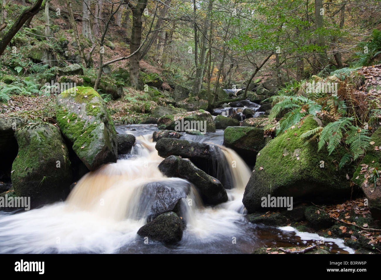 padley gorge waterfall derbyshire peak district national park england ...