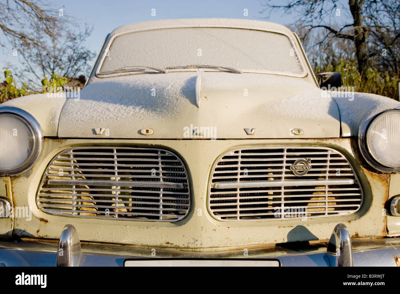 Grille of an old Volvo Amazon, a model made between 1956 and 1970 ...