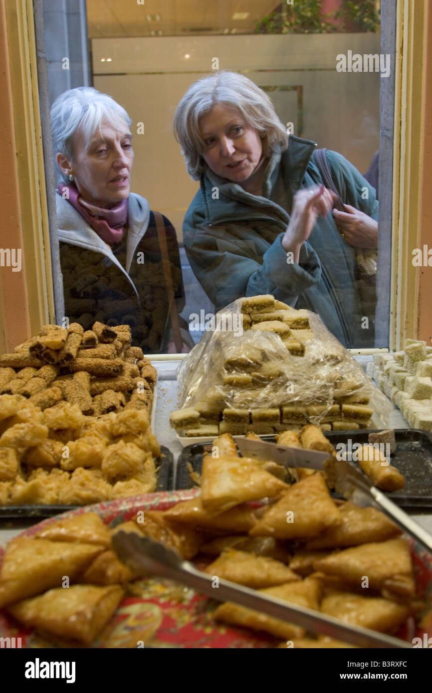 North African pastries for sale in traditionally designed salon de the ...