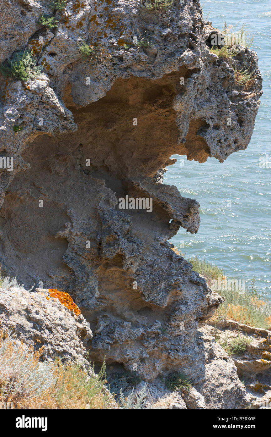Coastal stony cliff with quaint weathering forms Stock Photo - Alamy