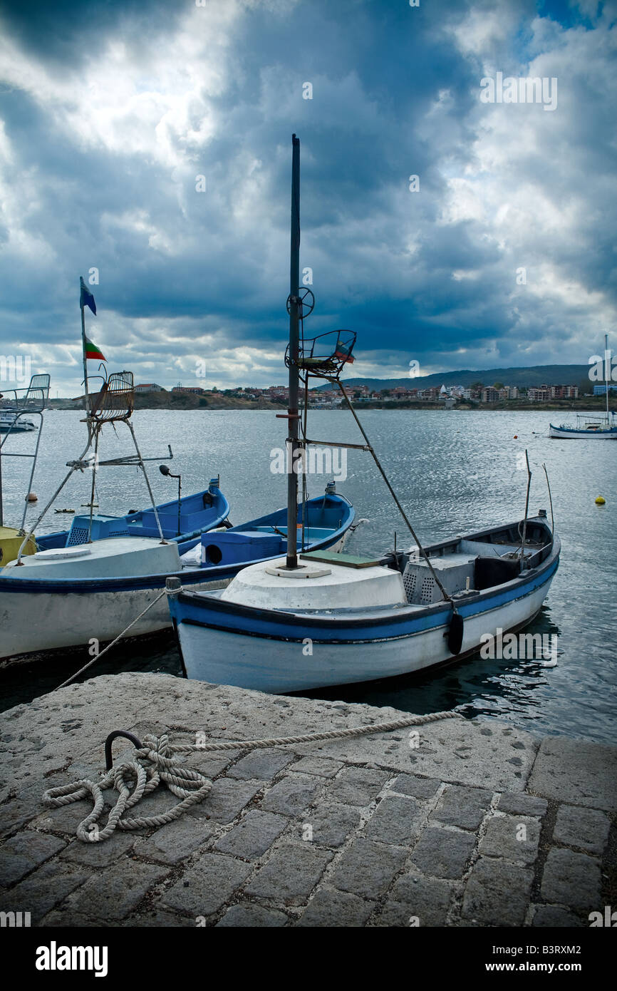 Boats in Tsarevo harbour little coast town in Bulgaria Stock Photo - Alamy