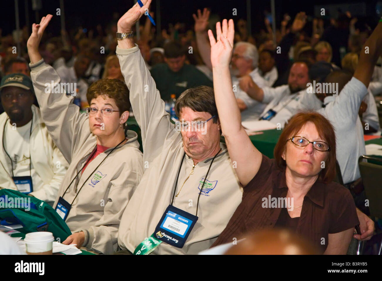 Delegates vote at union convention Stock Photo - Alamy