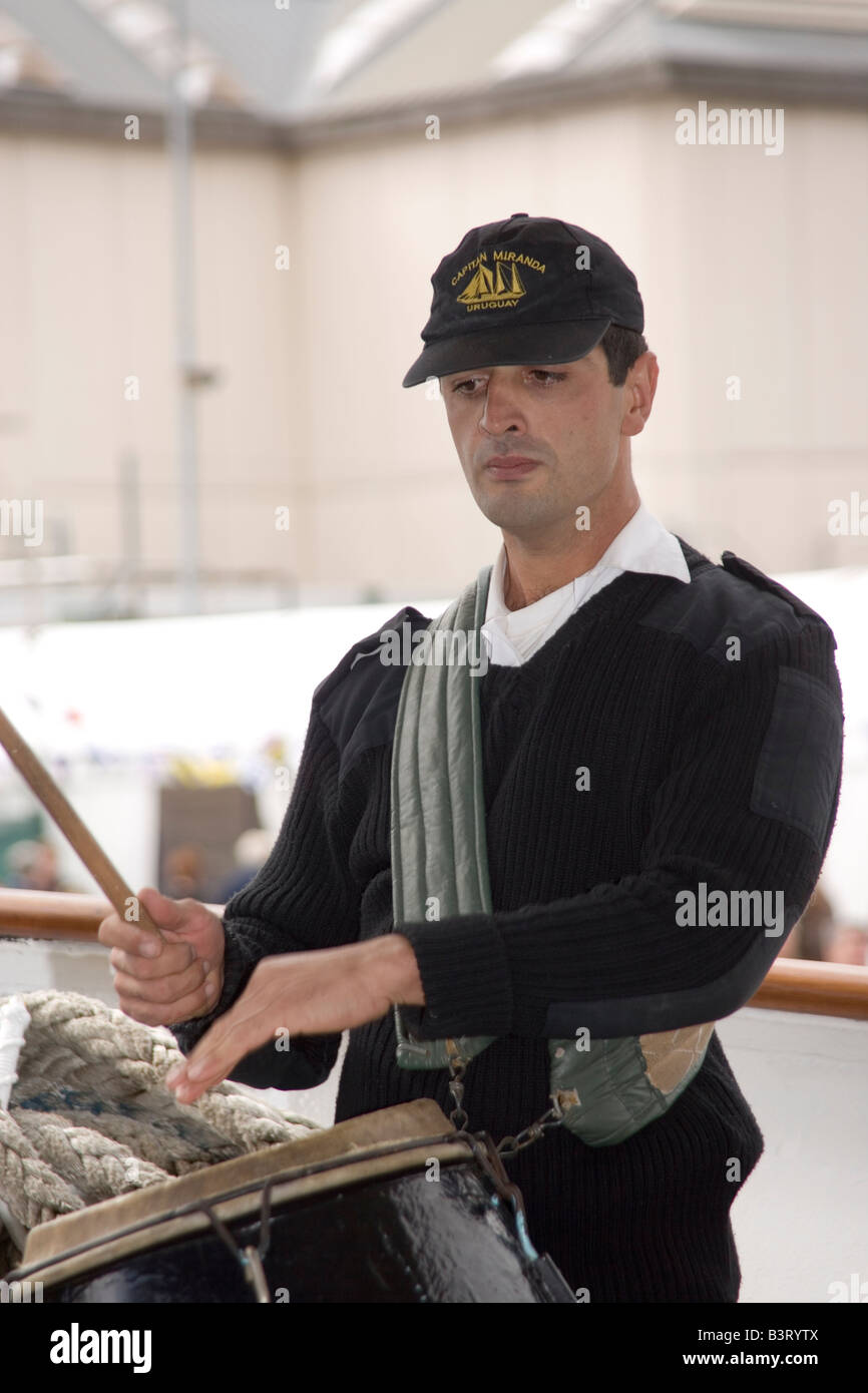 Drummer on the Uruguayan sailing ship the Capitan Miranda at the Tall ...