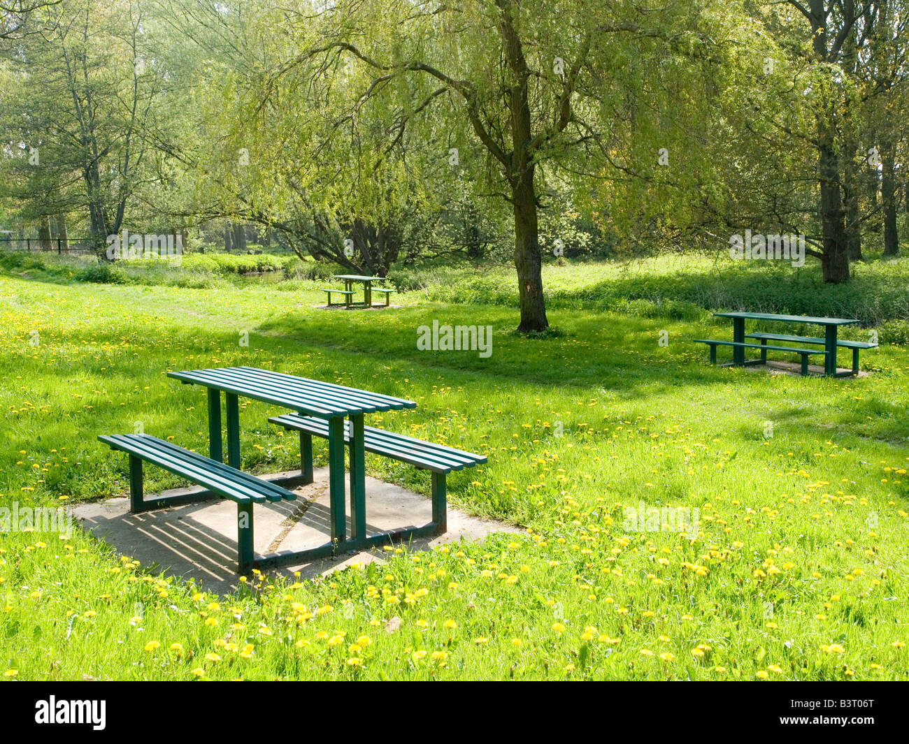 A picnic seating area at Bottoms Nature Reserve in Meden Vale, near ...