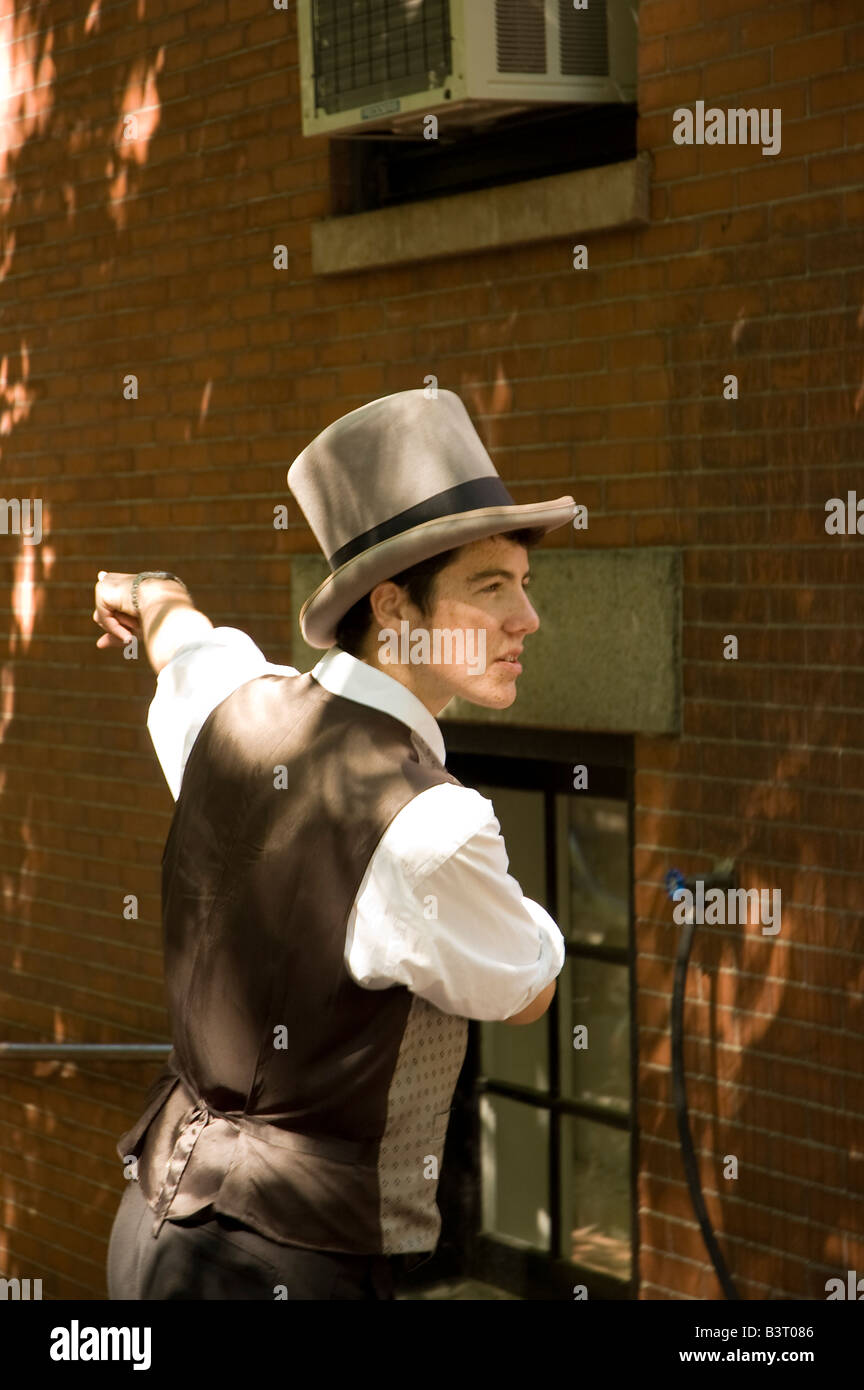 Young guide in Beacon Hill street Stock Photo - Alamy