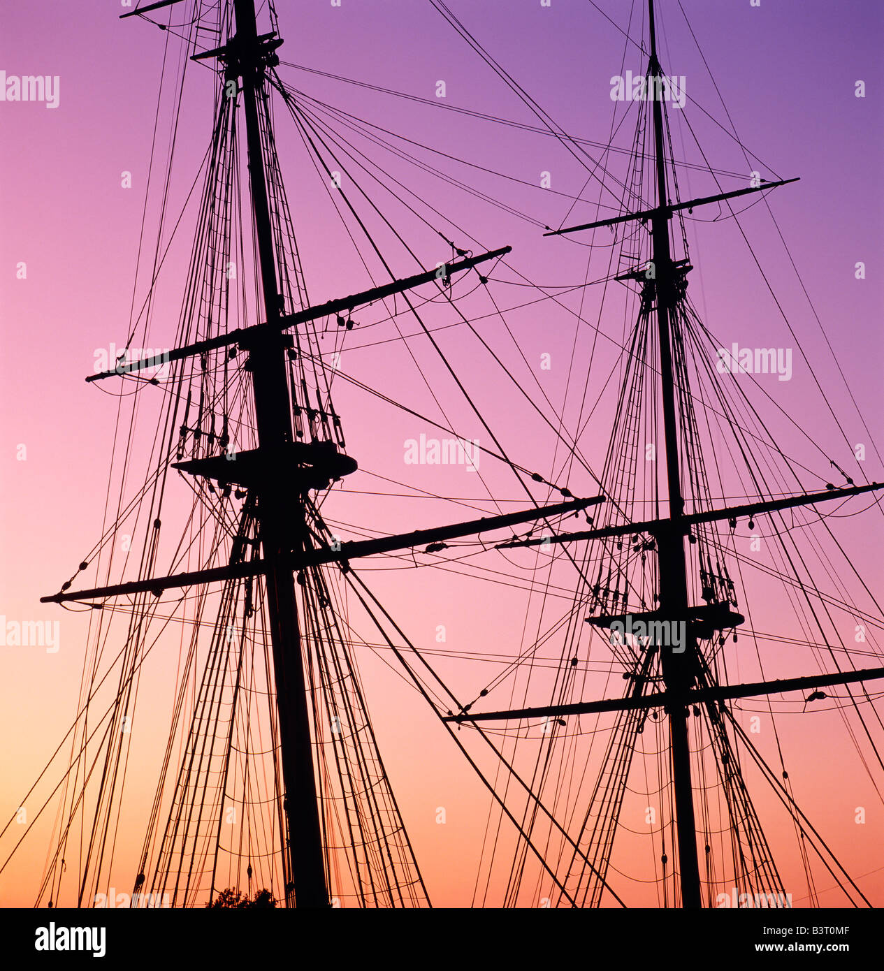 Dusk view of the masts and riggings of the Flagship Niagara. Erie ...