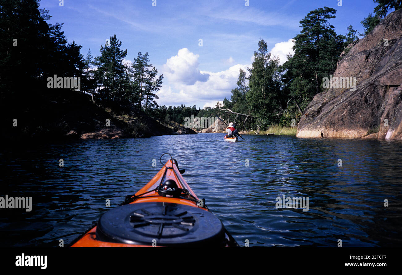 Sea kayak in calm waters of Swedish Baltic Sea Archipelago near ...