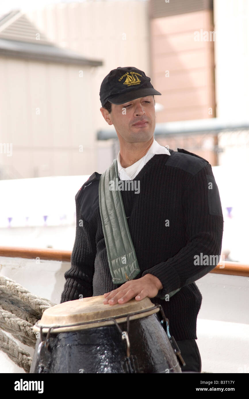 Drummer on the Uruguayan sailing ship the Capitan Miranda at the Tall ...