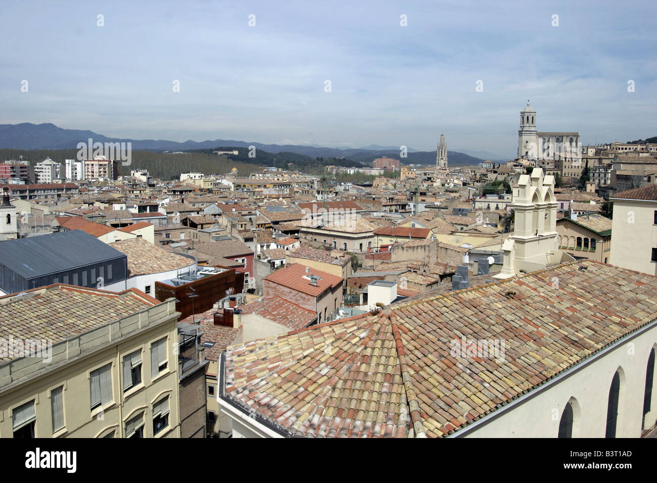 A sweeping view to the Pyrenees over Girona, Spain Stock Photo - Alamy