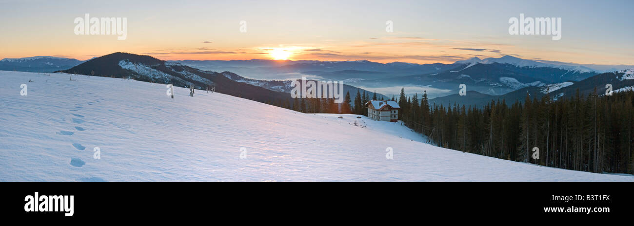 Mountain ridge sunrise panorama view Stock Photo - Alamy