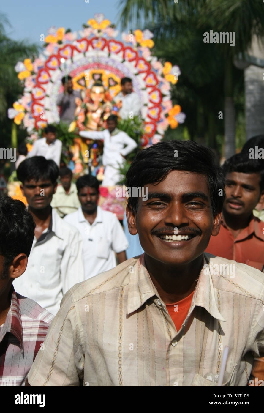 Ganesh statue and procession Ganesha Chaturthi or Ganesh festival South ...