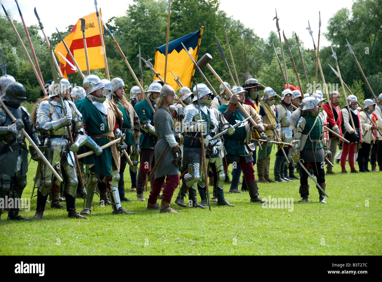 Infantry Troops Line Up on Battlefield Renactment Historic Tewkesbury ...