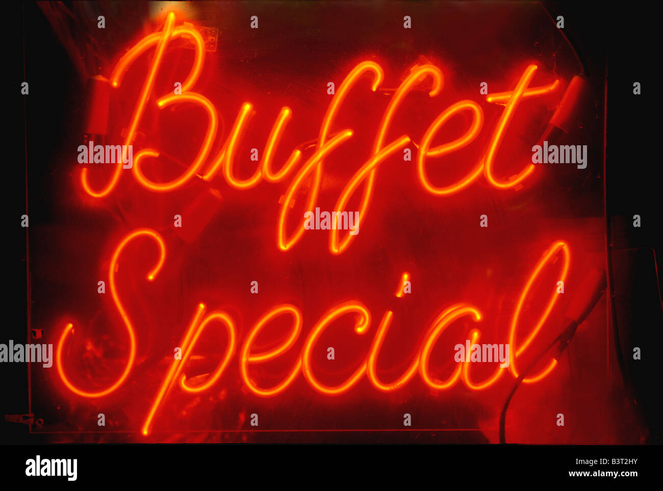 neon buffet special food sign Stock Photo - Alamy