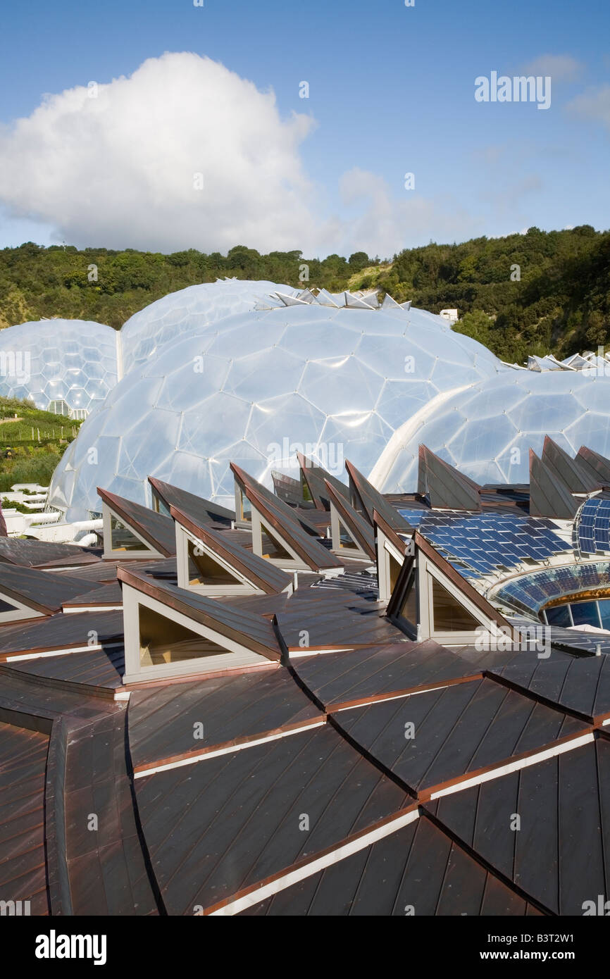The roof of The Core and the Biomes at the Eden Project in Cornwall ...