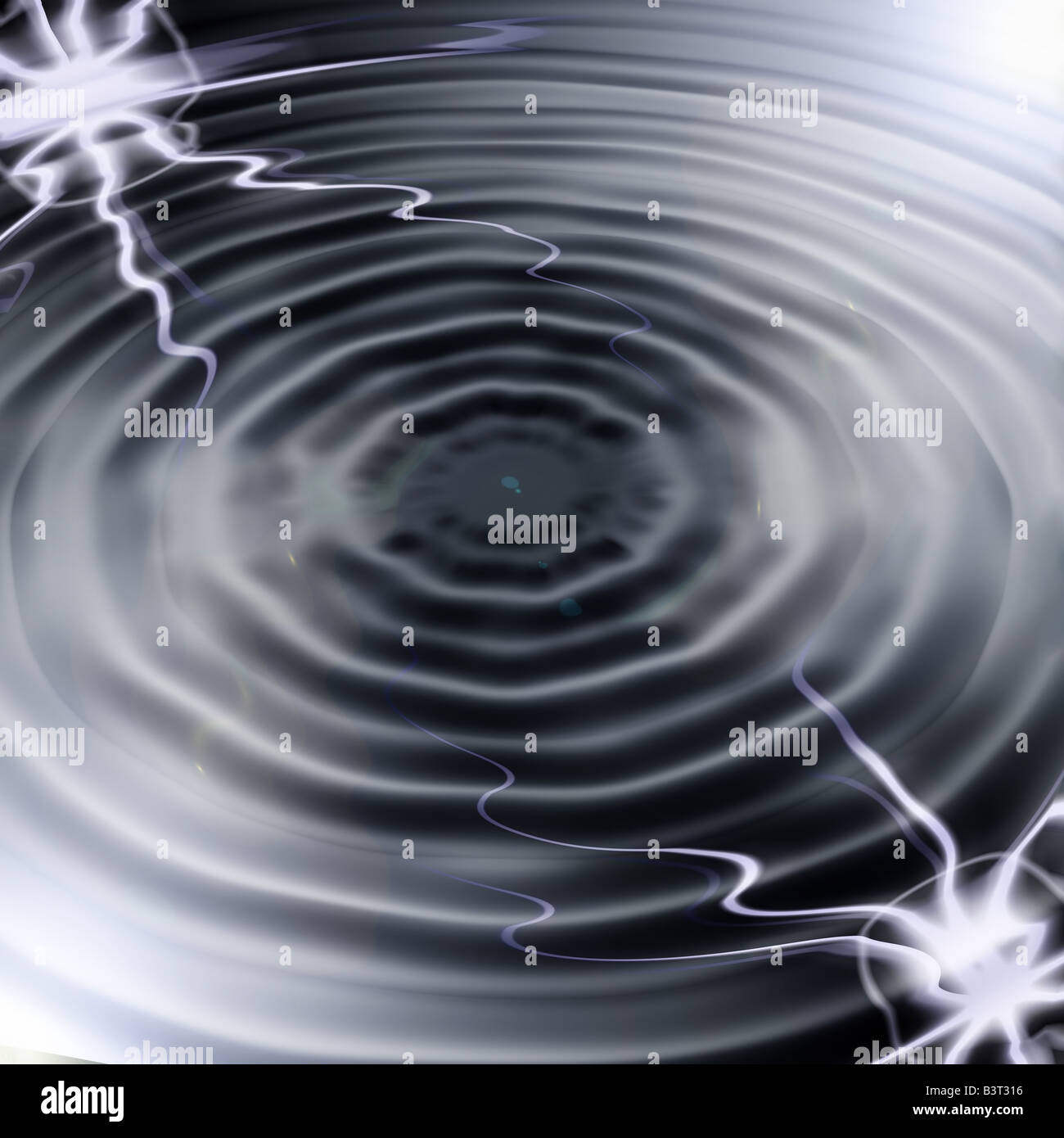 A 3D liquid ripples texture with electric flares Stock Photo - Alamy