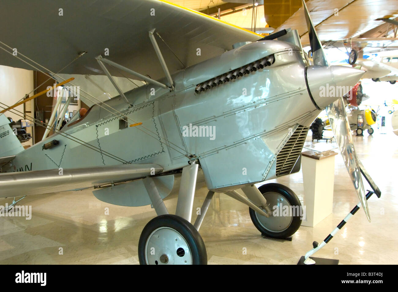 A Curtis F6C-1 Hawk bi-wing dive bomber on static display at the Naval ...