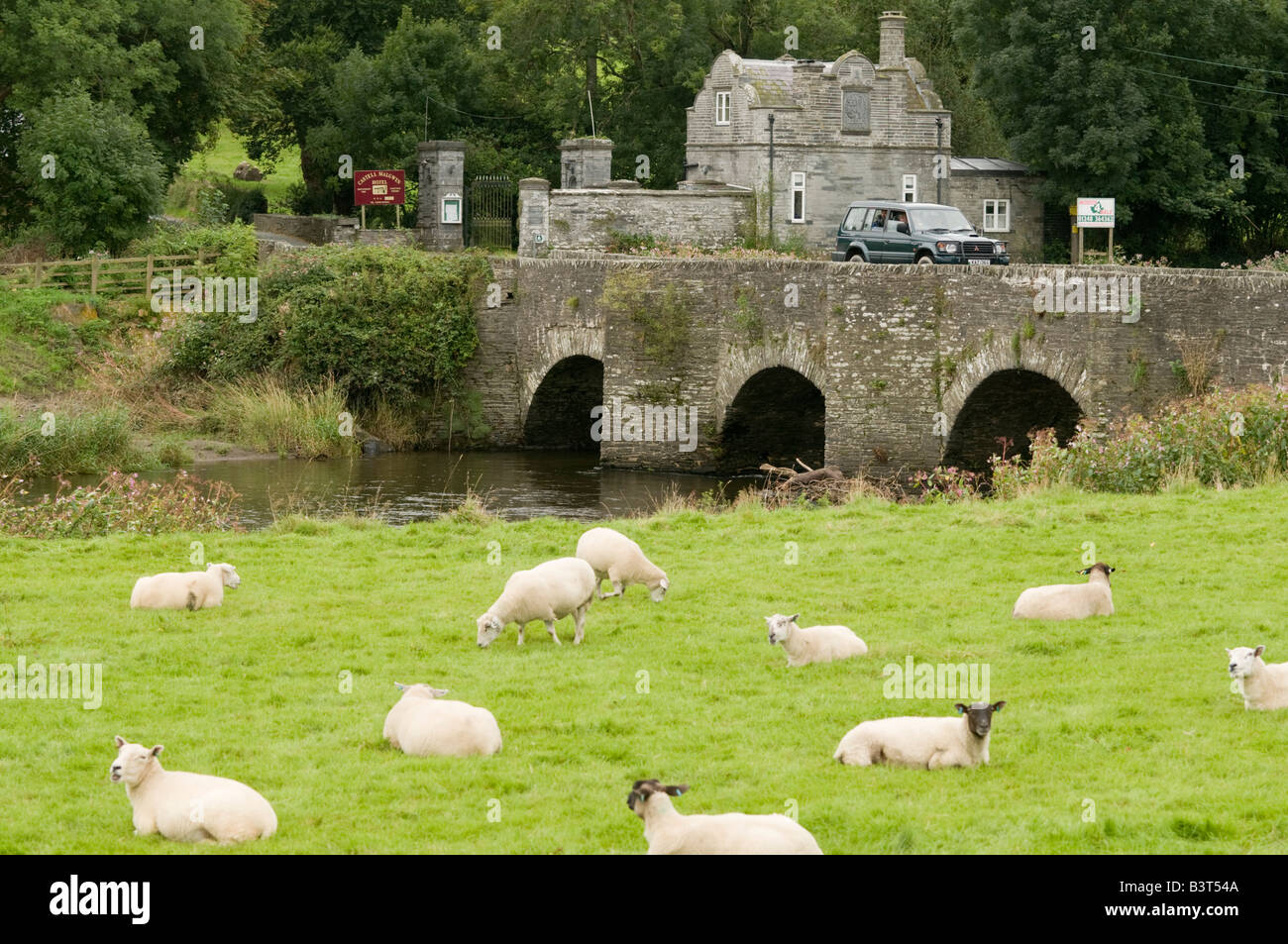 The old stone bridge over the river Teifi at Llechryd Ceredigion Wales ...