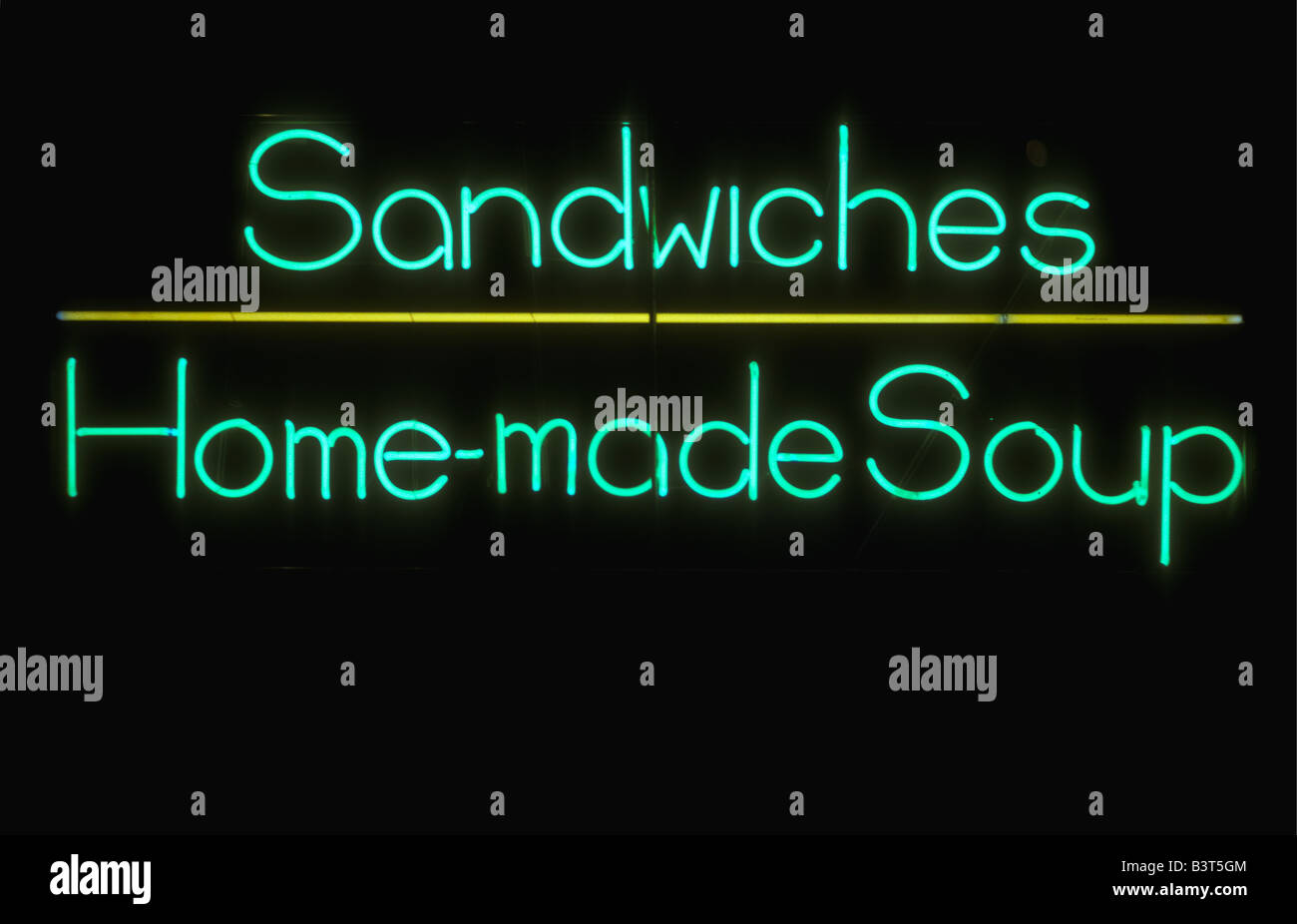 neon sandwiches home made soup sign Stock Photo - Alamy