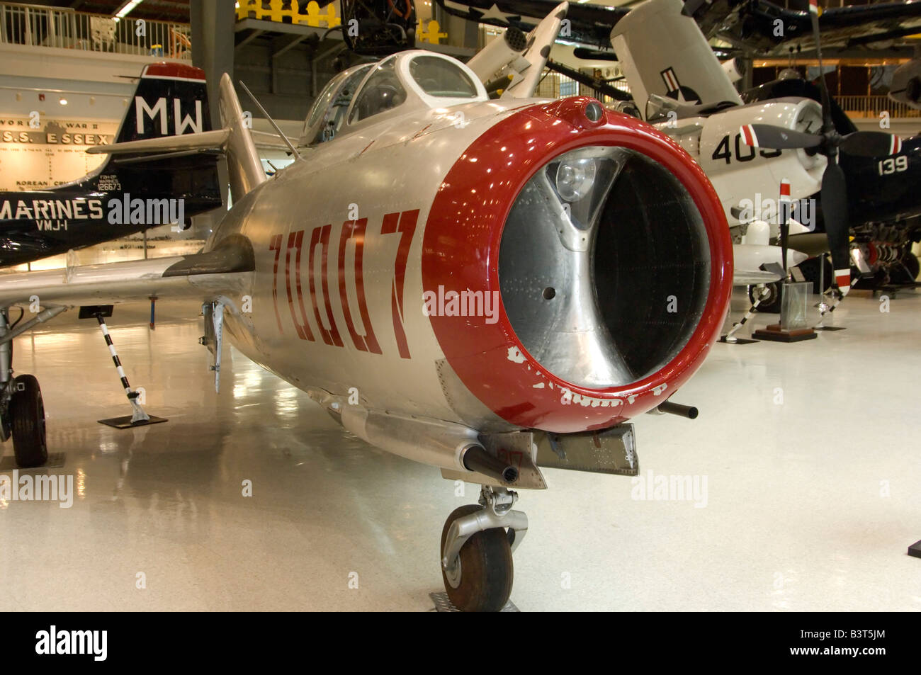 Soviet Russian MIG-15 jet aircraft of the Korean War era on display in ...