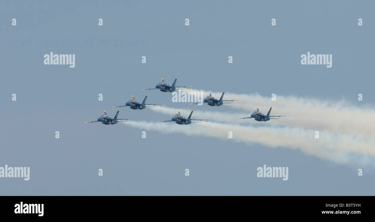 Boeing F/A-18 jets of the US Navy Blue Angels flight demonstration team ...