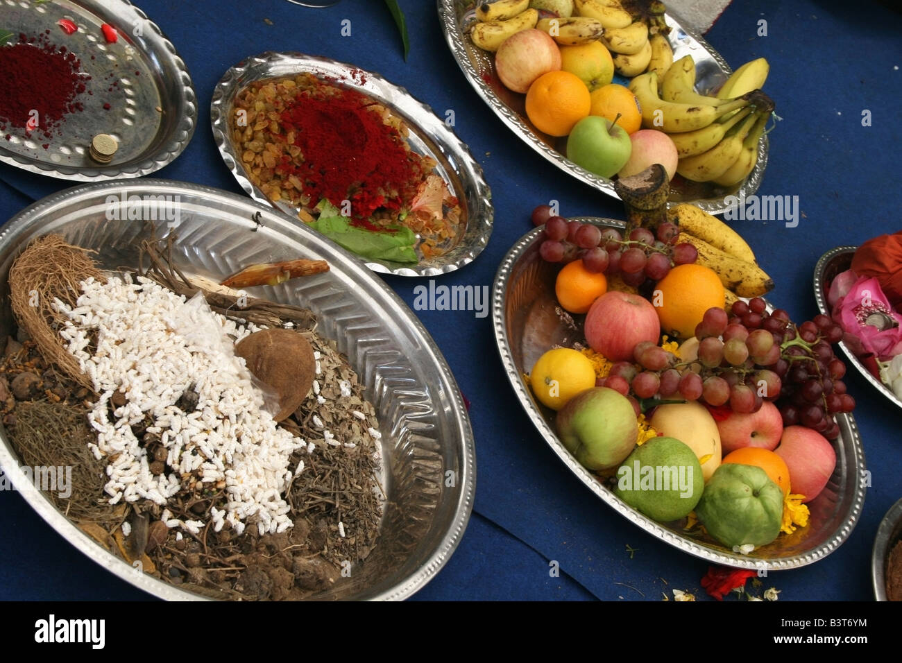 Pooja offerings for the goddess during a Hindu ritual , Sri Srinivasa ...