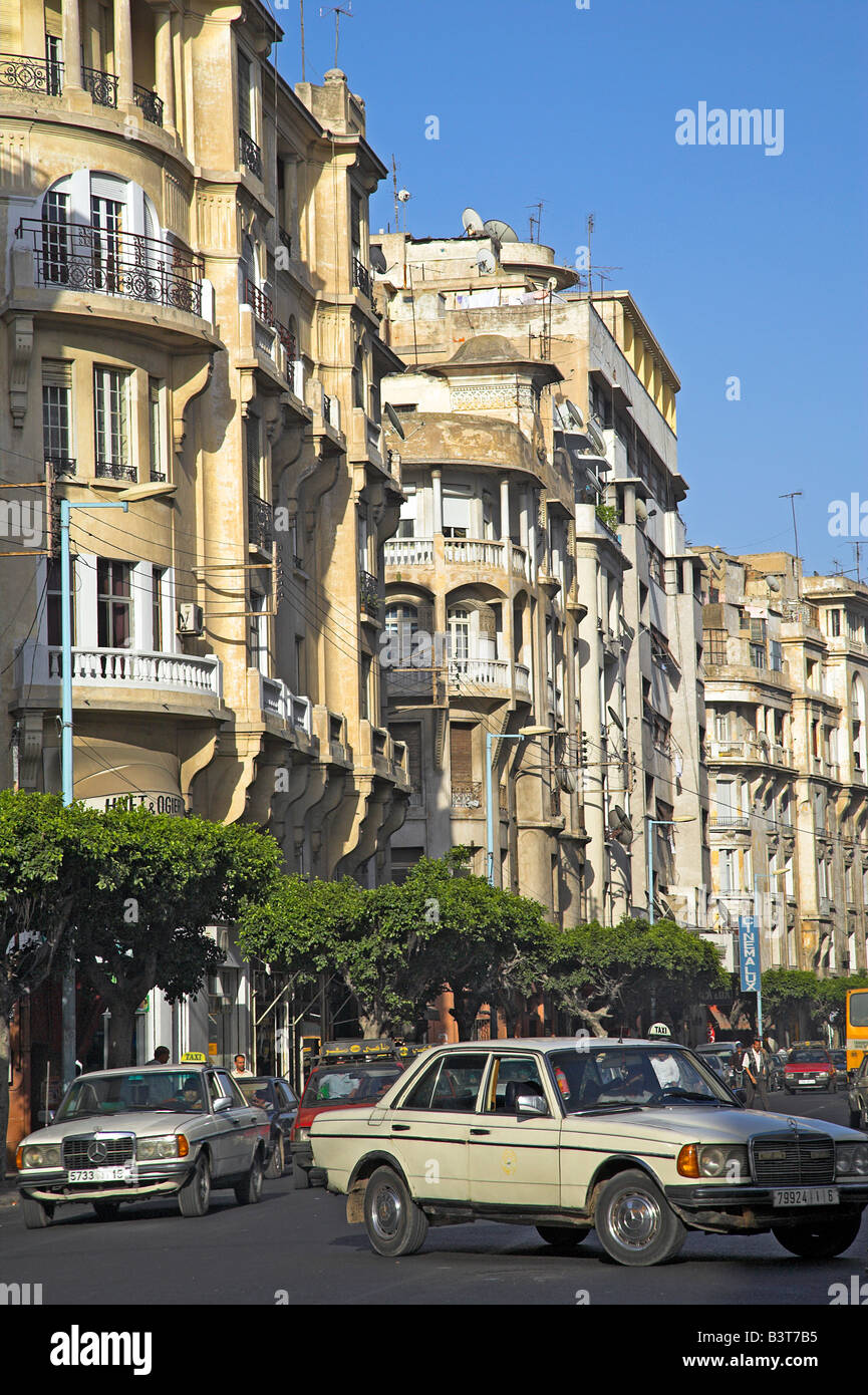 Morocco, Maghreb, Casablanca. The view down Boulevard de Paris. The ...