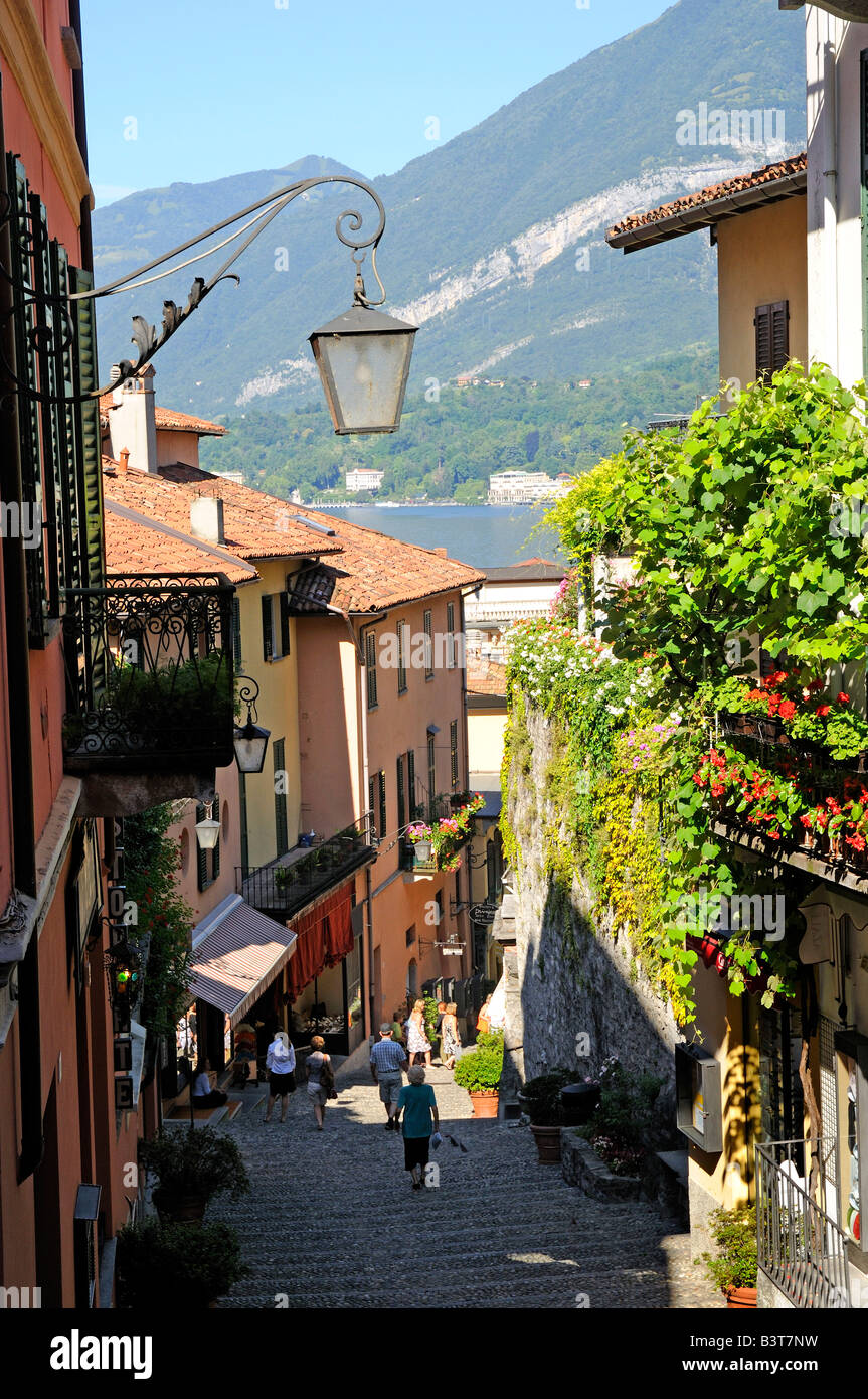 The narrow streets of Bellagio on Lake Como in Italy Stock Photo - Alamy