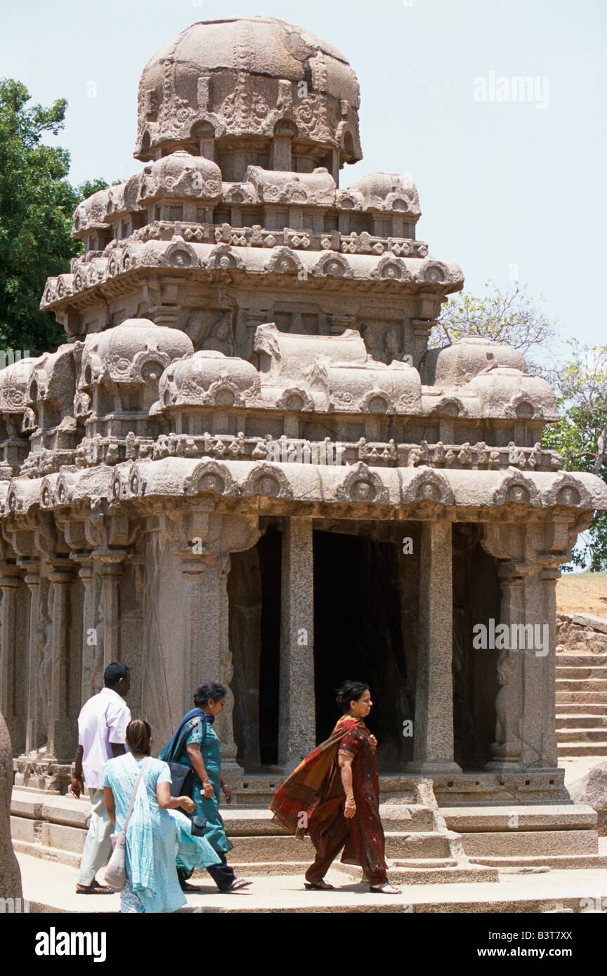 India, Tamil Nadu, Mamallapuram. One of the Pancha Pandava Rathas or ...