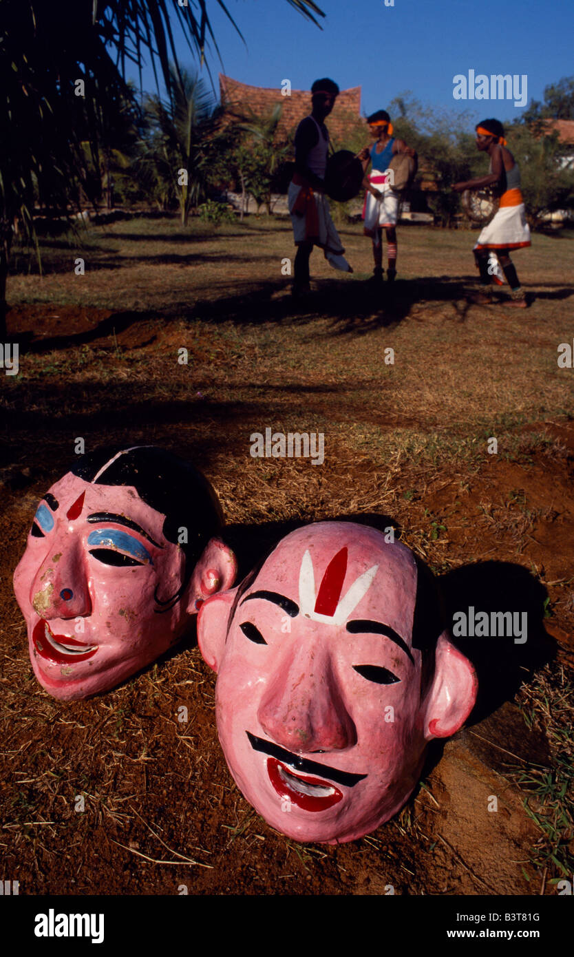 India, Maharashtra, Tamil masks and dancers at Dakshina Chitra Museum ...