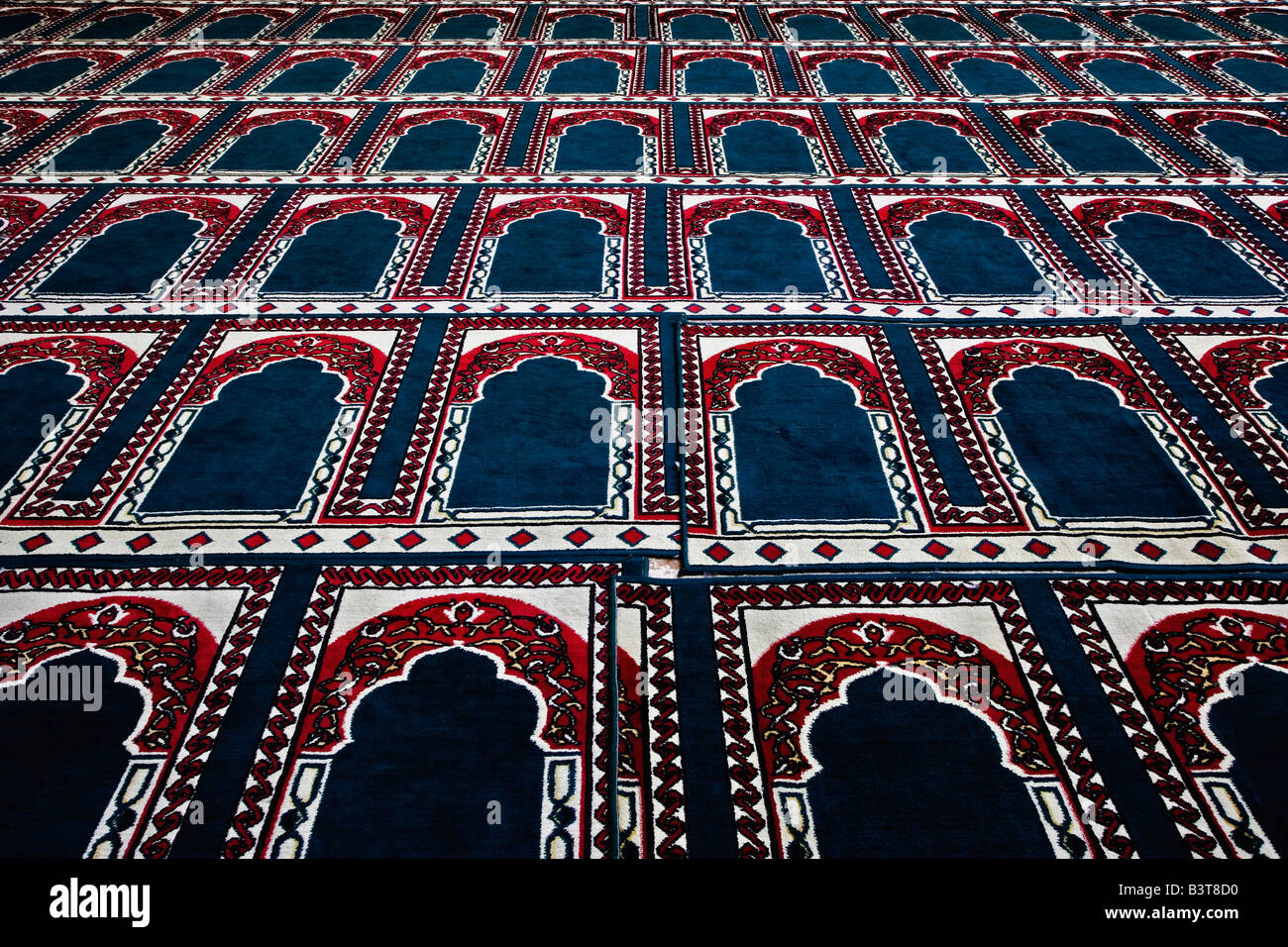 Pattern created by prayer rugs in Islamic mosque, Cairo, Egypt Stock ...