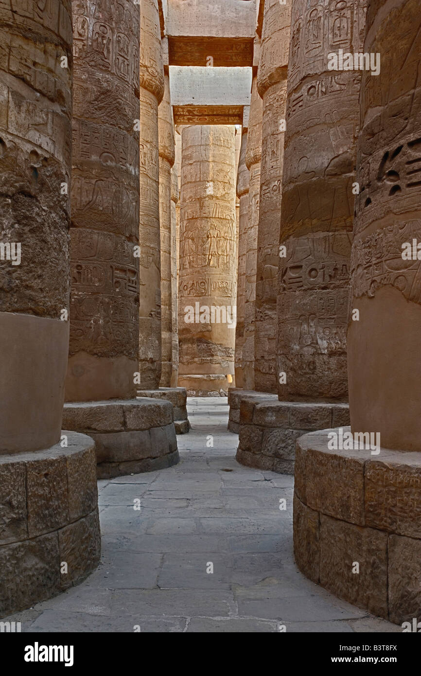 Massive columns of the Great Hypostyle Hall, in the temple of Amun, The ...