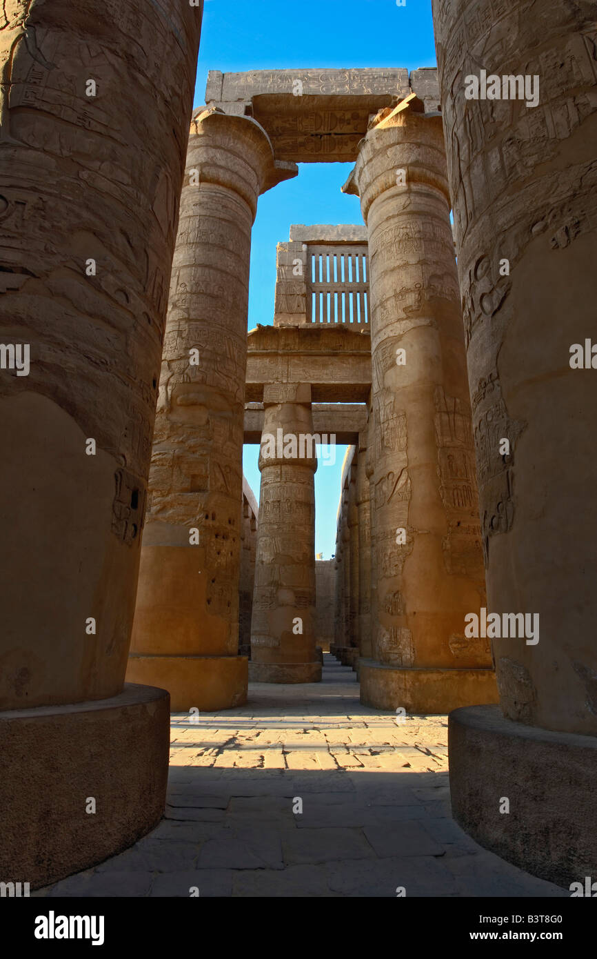 Massive columns at the Great Hypostyle Hall, in the temple of Amun, The ...