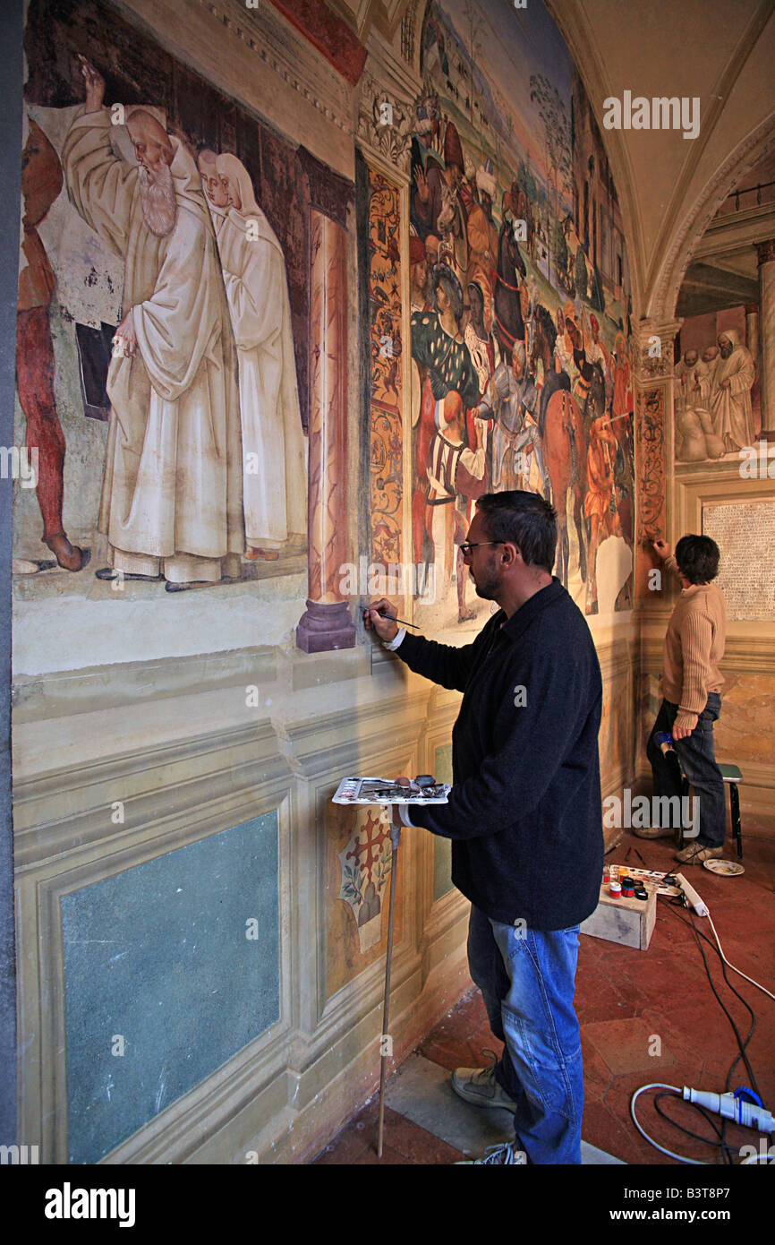 Fresco, Cloister, Monte Oliveto Maggiore abbey, Chiusure, Tuscany ...