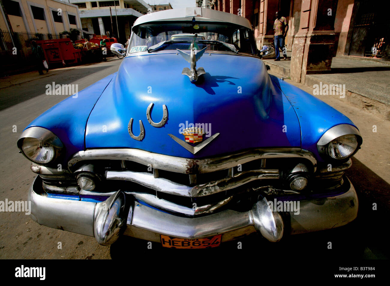 Blue car, La Habana Vieja, Havana, Cuba, West Indies, Central America ...