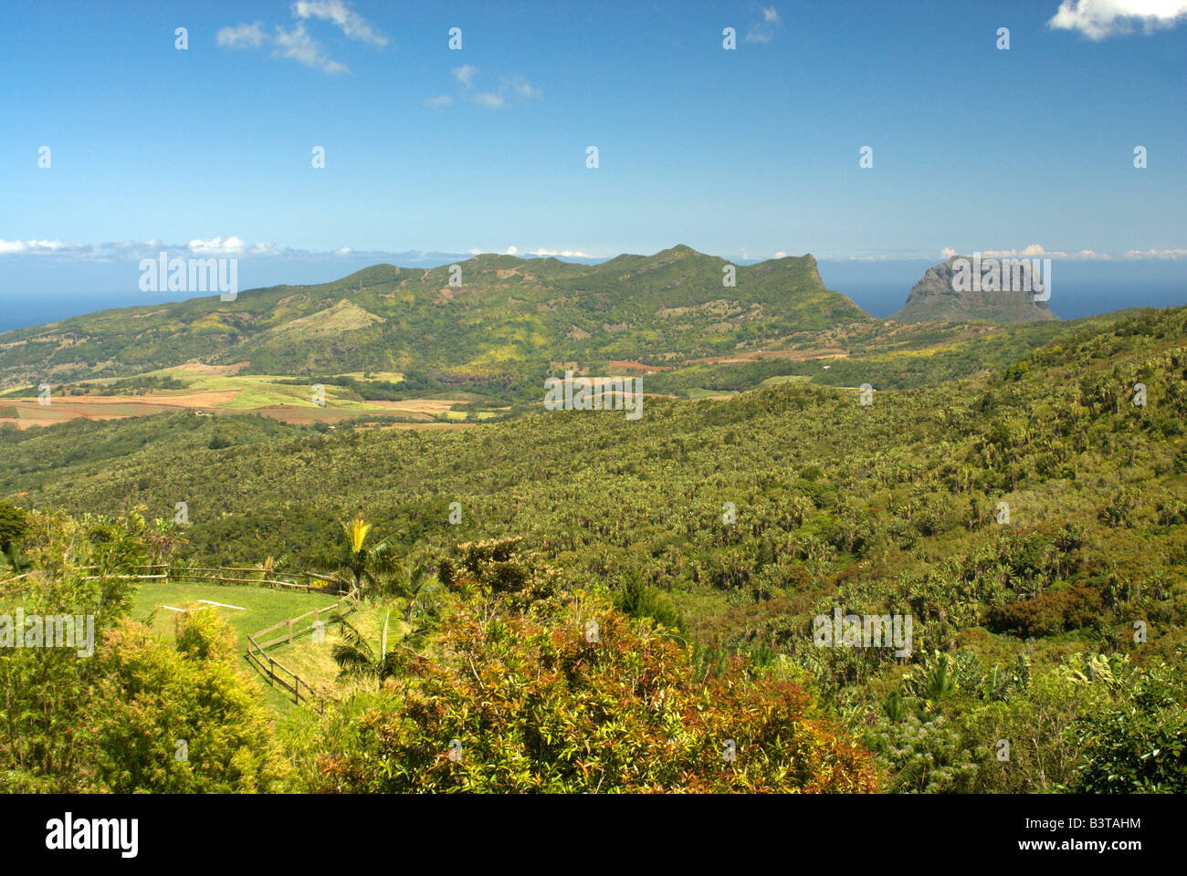 Mauritius, Chamarel. View of Le Morne from Varangue sur Morne ...