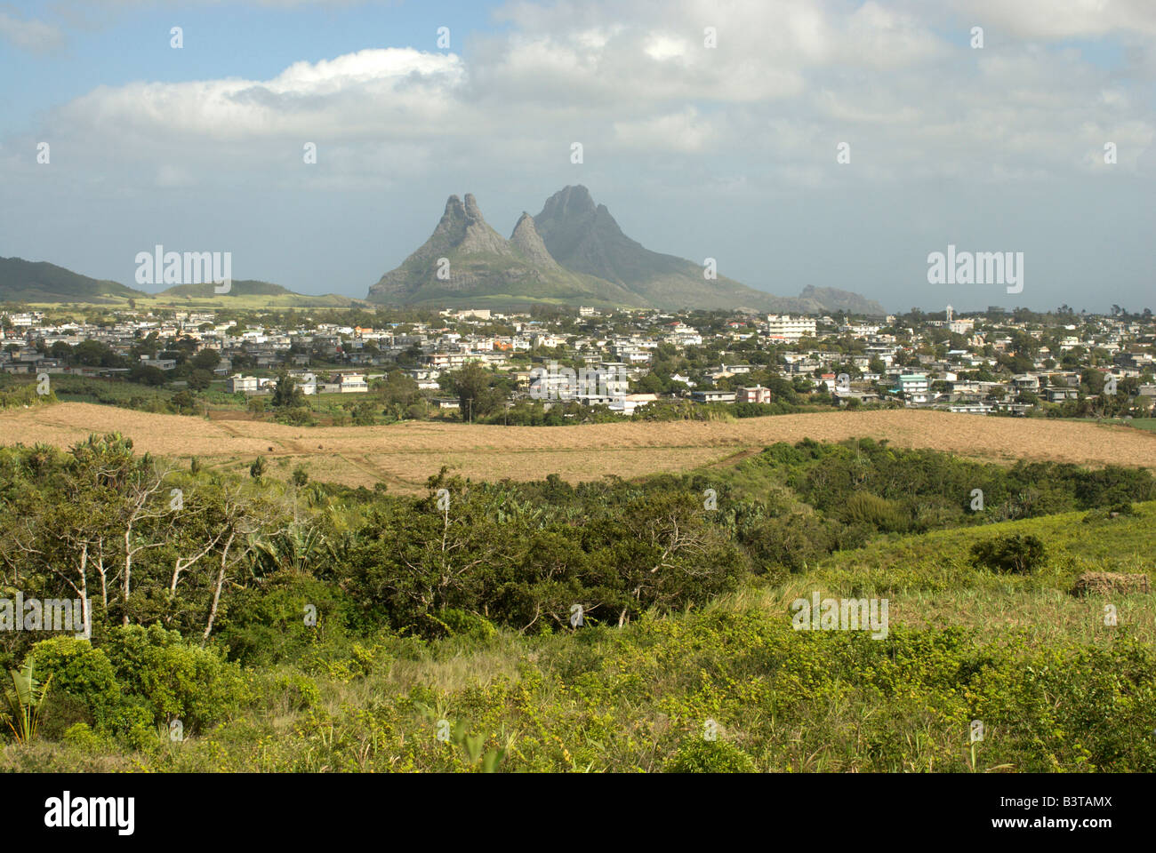 Mauritius, Floreal. View from Floreal over Vacoas with Trois Mamelles ...