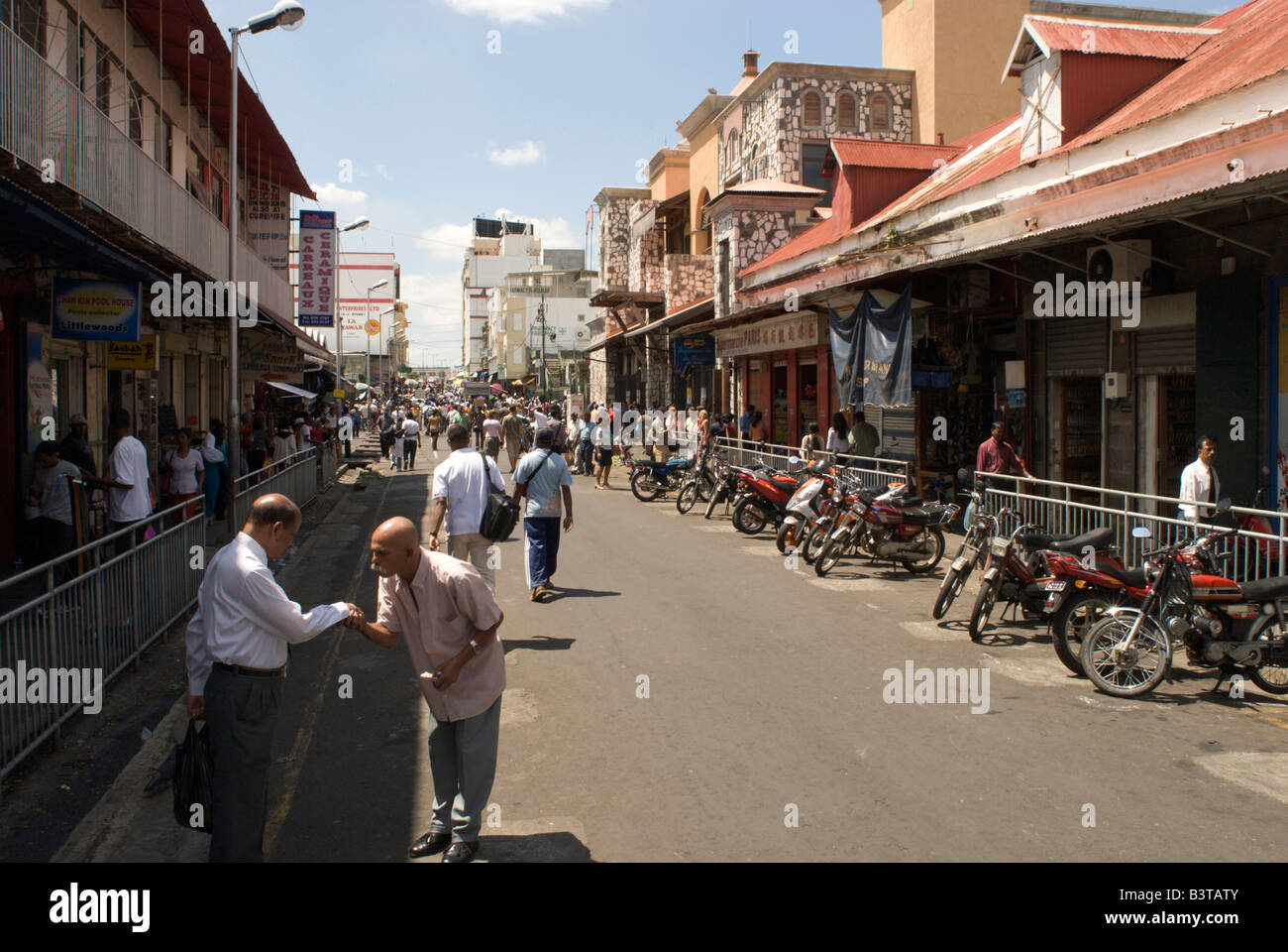 Mauritius, Port Louis. A typical street scene in the capital of ...