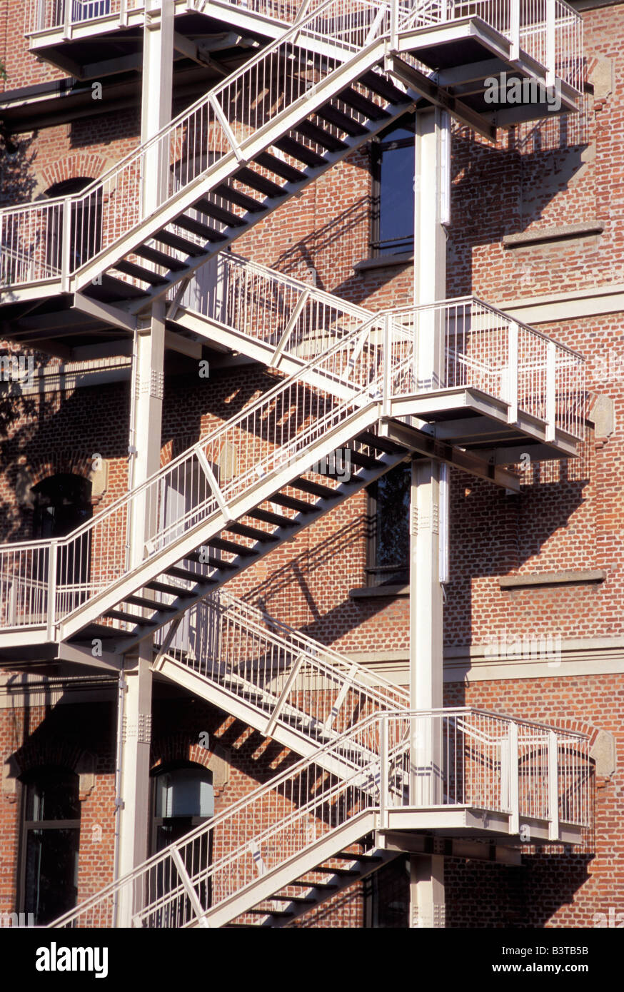 Fire escapes on the outside of buildings Stock Photo - Alamy
