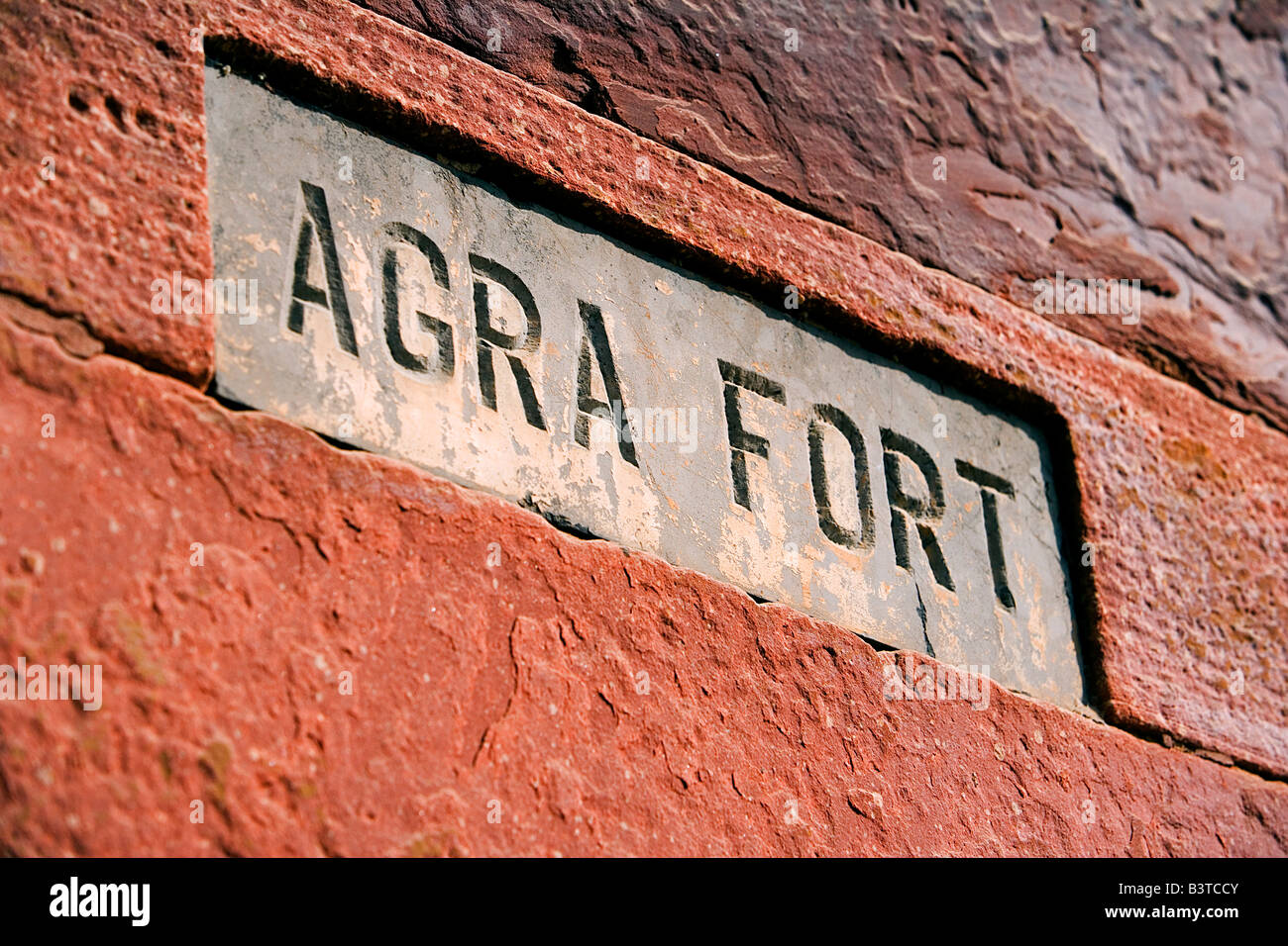 Entrance sign to Agra Red Fort, Uttar Pradesh, Agra District, India ...