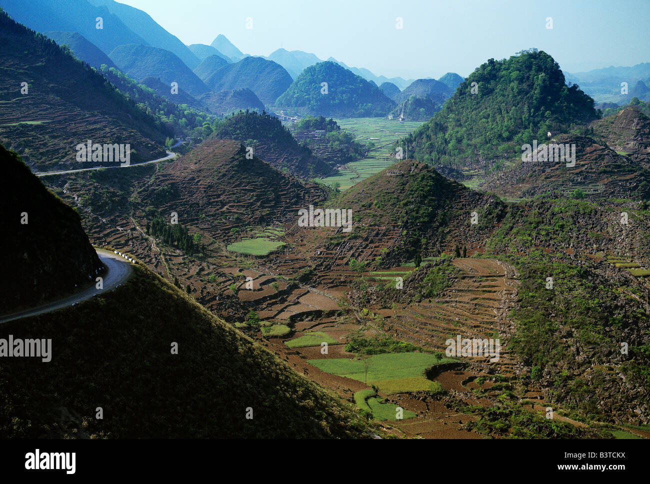Asia, China, Guizhou Province, Xingyi. Limestone karst mountains ...