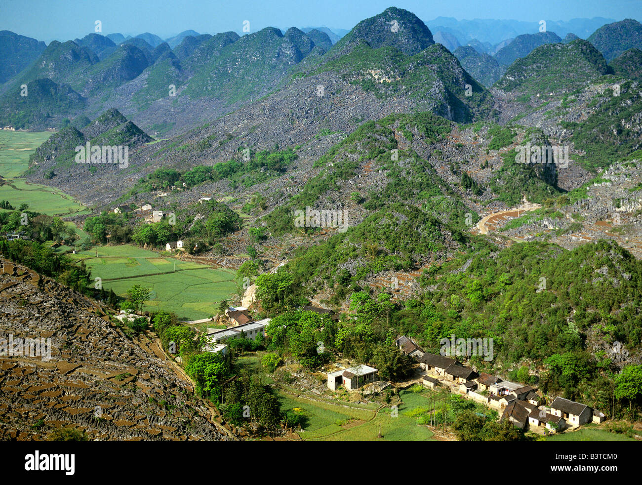 Asia, China, Guizhou Province, Xingyi. Limestone karst mountains ...