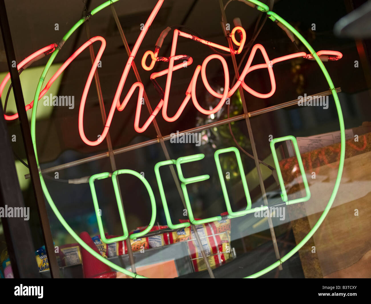 Neon Sign Vito's Deli Stock Photo - Alamy