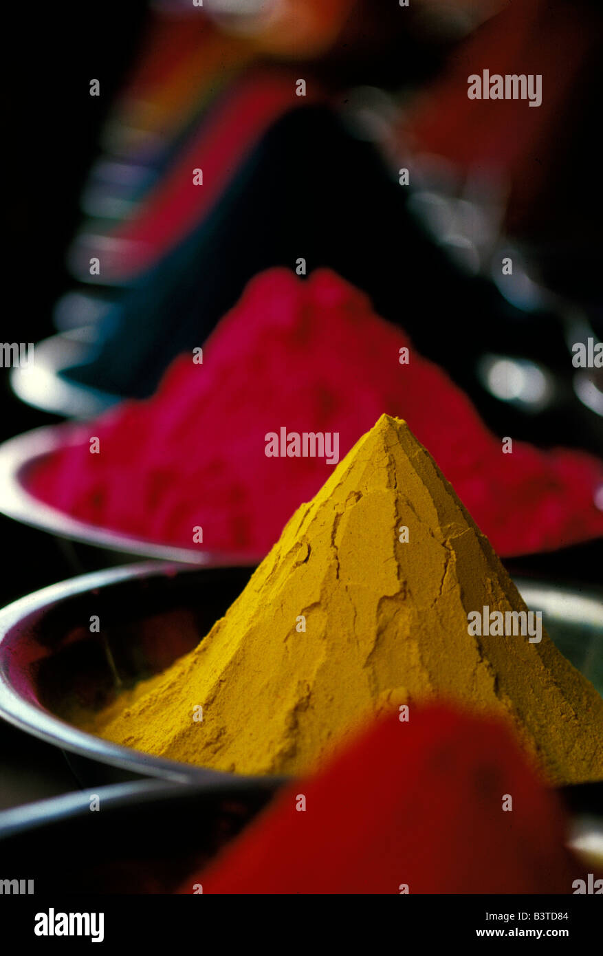 Asia, India, Karnataka, Mysore. Colored powder for Holi, a spring ...