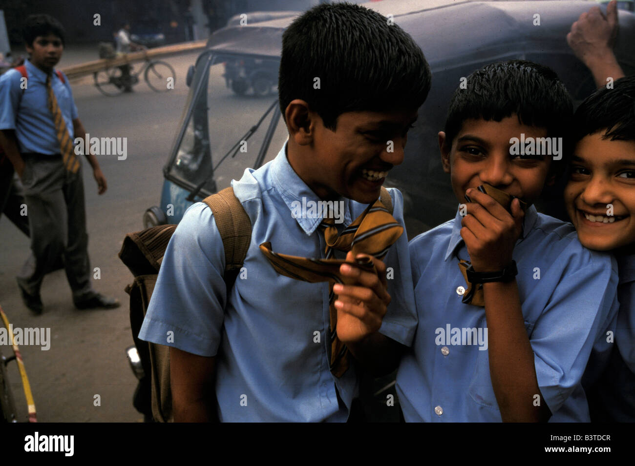 Asia, India, Bangalore. Upper and middle class children in uniforms ...