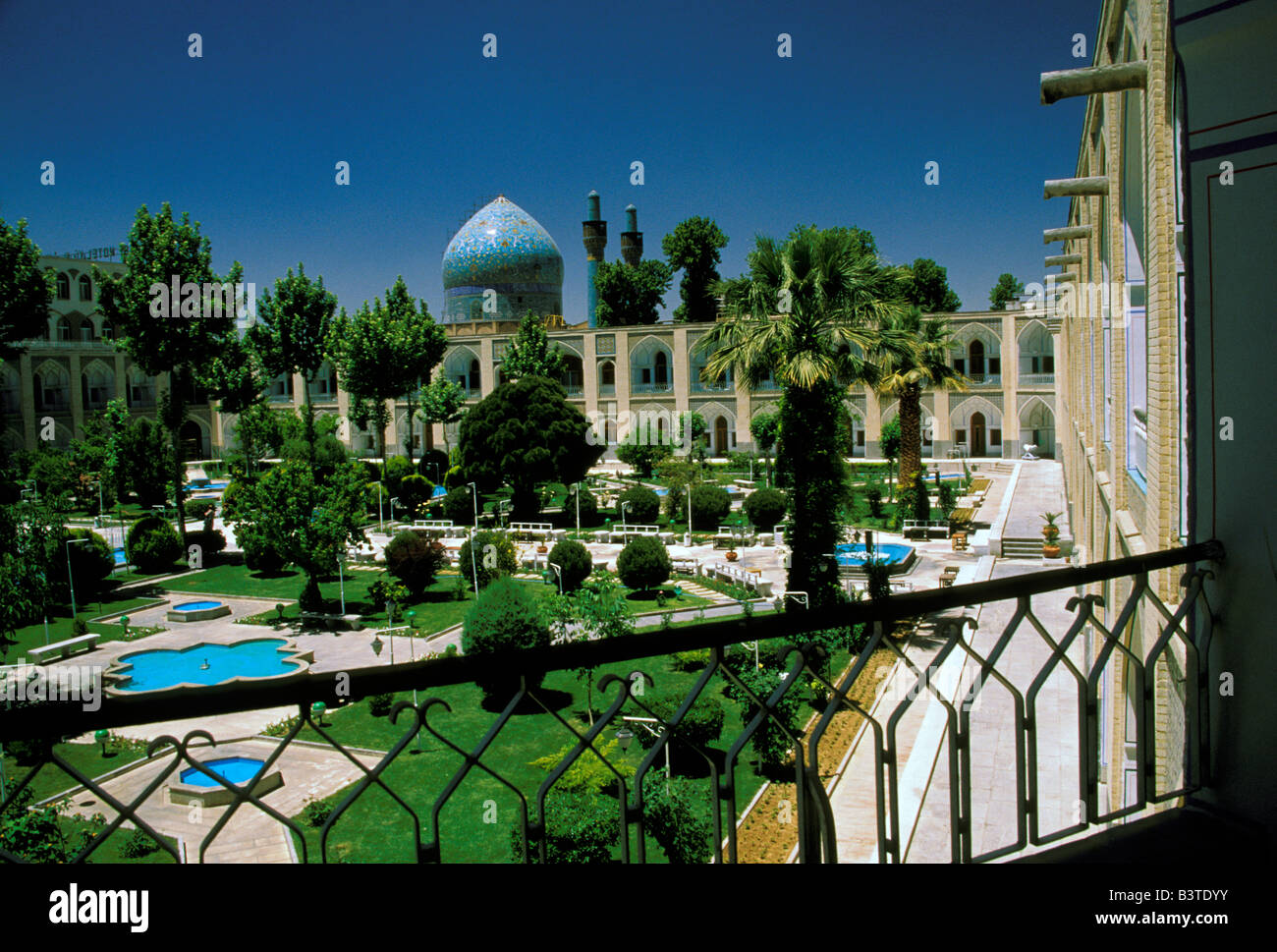 Asia, Iran, Isfahan. Courtyard of Abbasi Hotel Stock Photo - Alamy