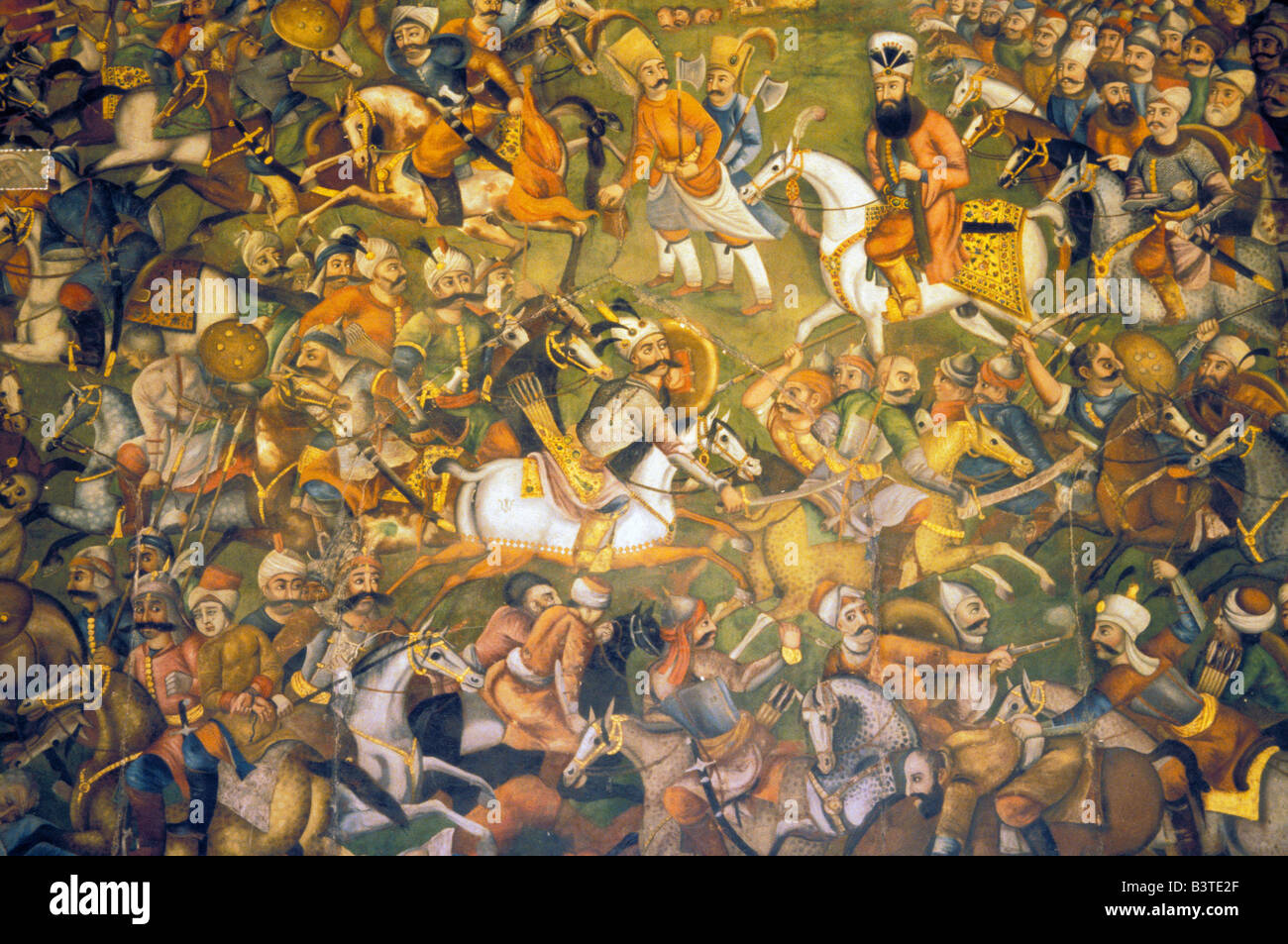 Asia, Iran, Isfahan. Fresco at the Chehel Sotun Pavilion Stock Photo ...
